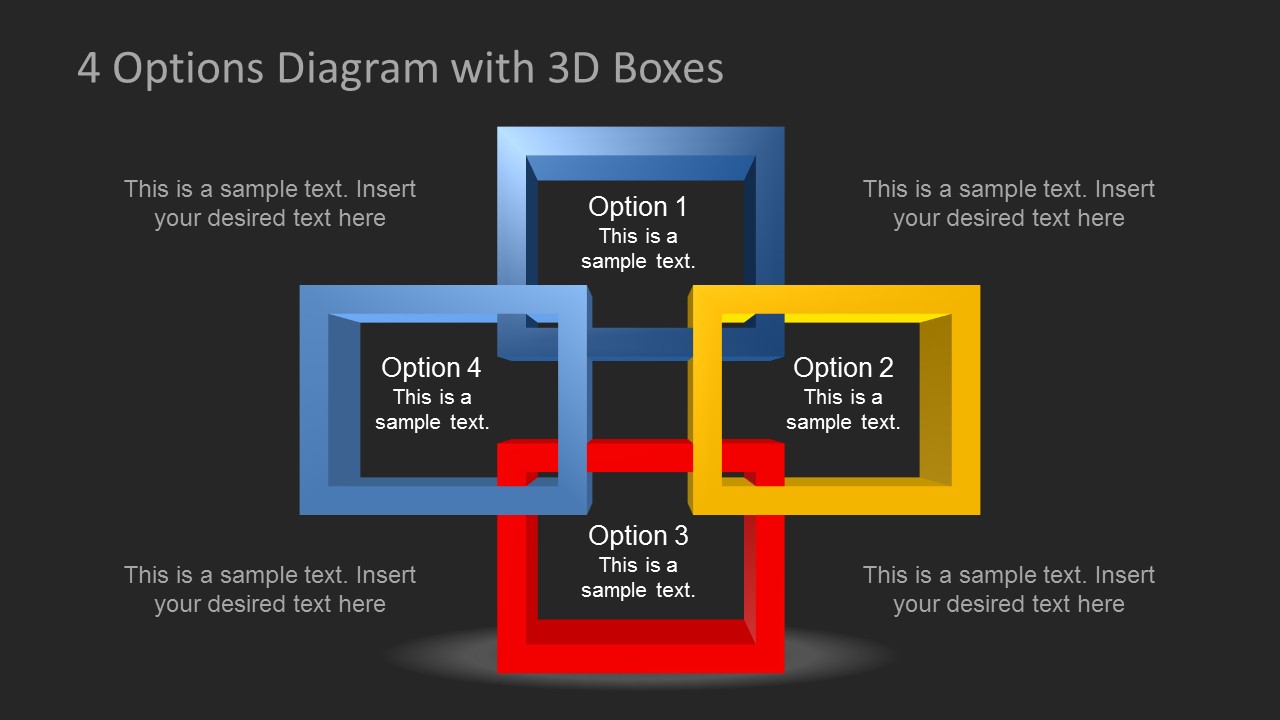 4 Options Diagram Template for PowerPoint with 3D Boxes - SlideModel