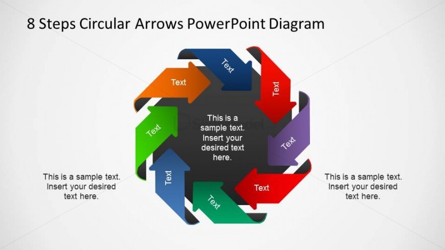 8 Steps Circular Arrows Labeled with Dark Center - SlideModel