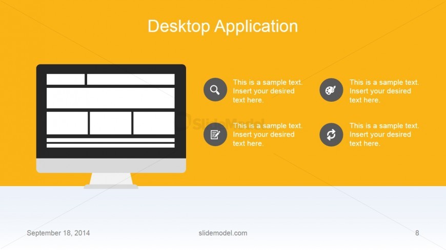 Flat Business Screen Slide Design with Display Shape - SlideModel