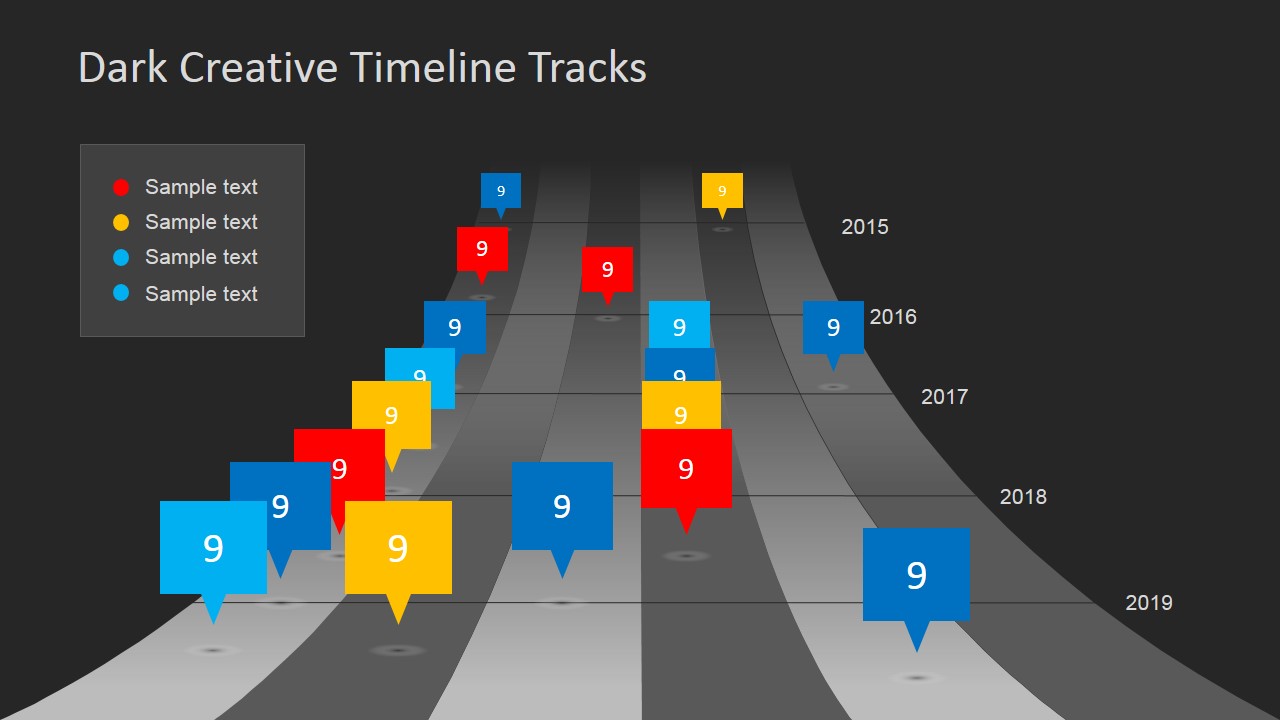 Dark Timeline Tracks PowerPoint Template - SlideModel Dark Timeline Tracks PowerPoint Template - SlideModel