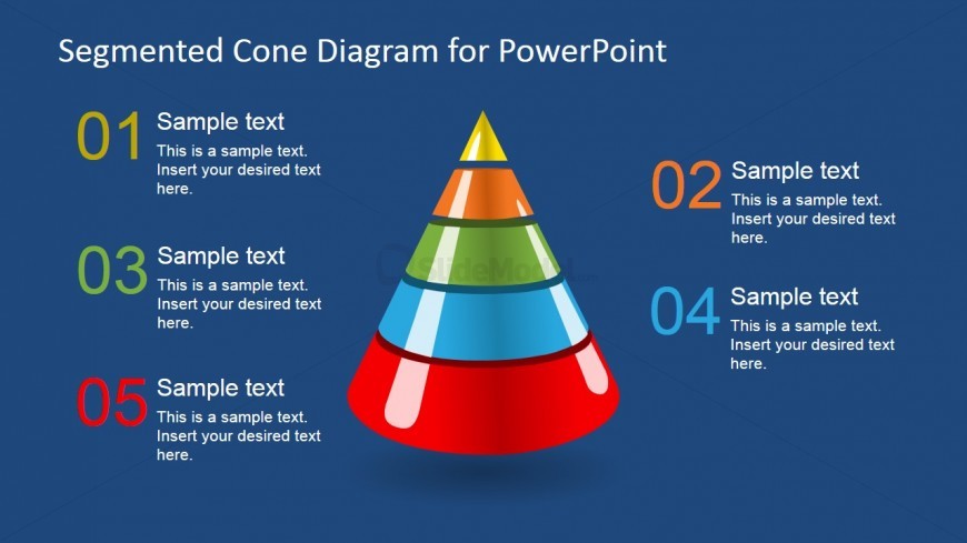 3D Segmented Cone Diagram for PowerPoint - 5 Segments - SlideModel
