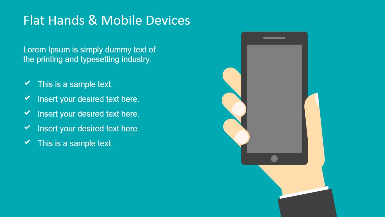 Flat Hand Shapes & Mobile Devices for PowerPoint - SlideModel