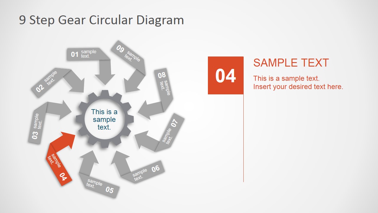 9 Steps Gear Circular Diagram PowerPoint Template - SlideModel