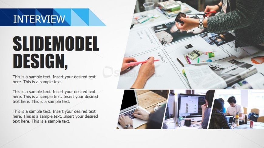 Interview Slide With Four Photo Placeholders - SlideModel