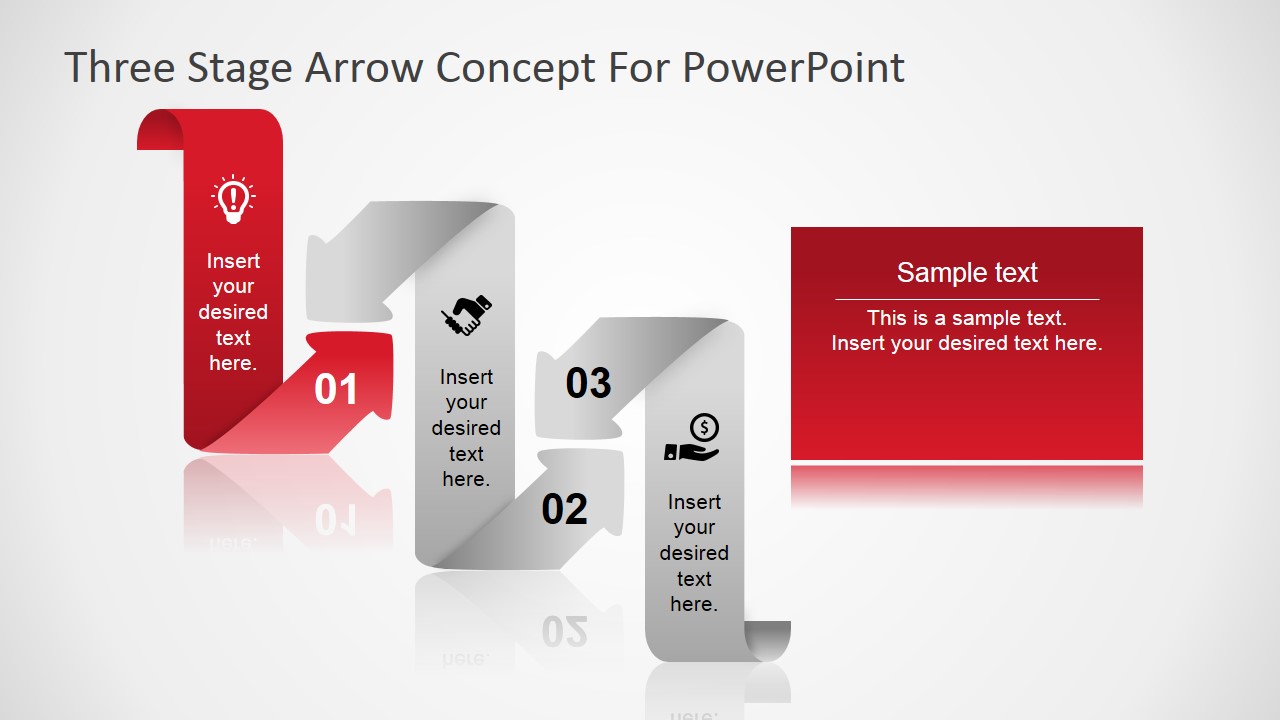 Curved Arrow Three Steps PowerPoint Diagram - SlideModel