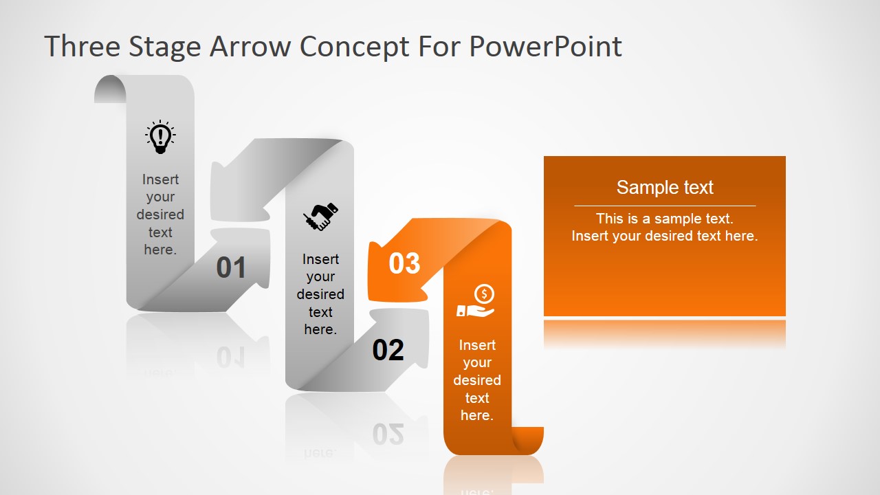 Curved Arrow Three Steps PowerPoint Diagram - SlideModel