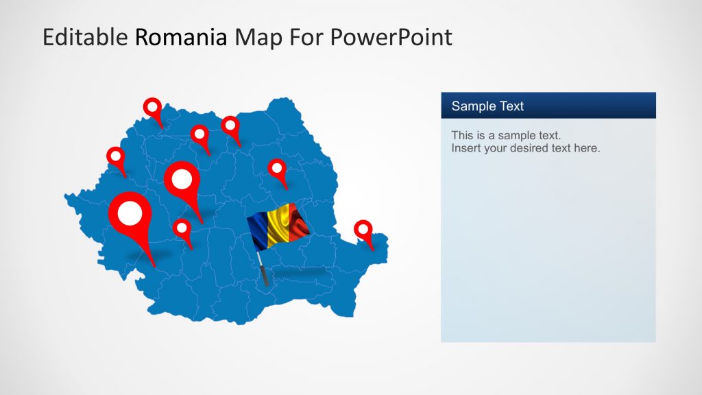 PowerPoint Romania Map with GPS Markers - SlideModel