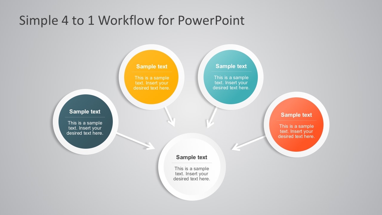 Simple 4 To 1 Workflow Diagram For PowerPoint
