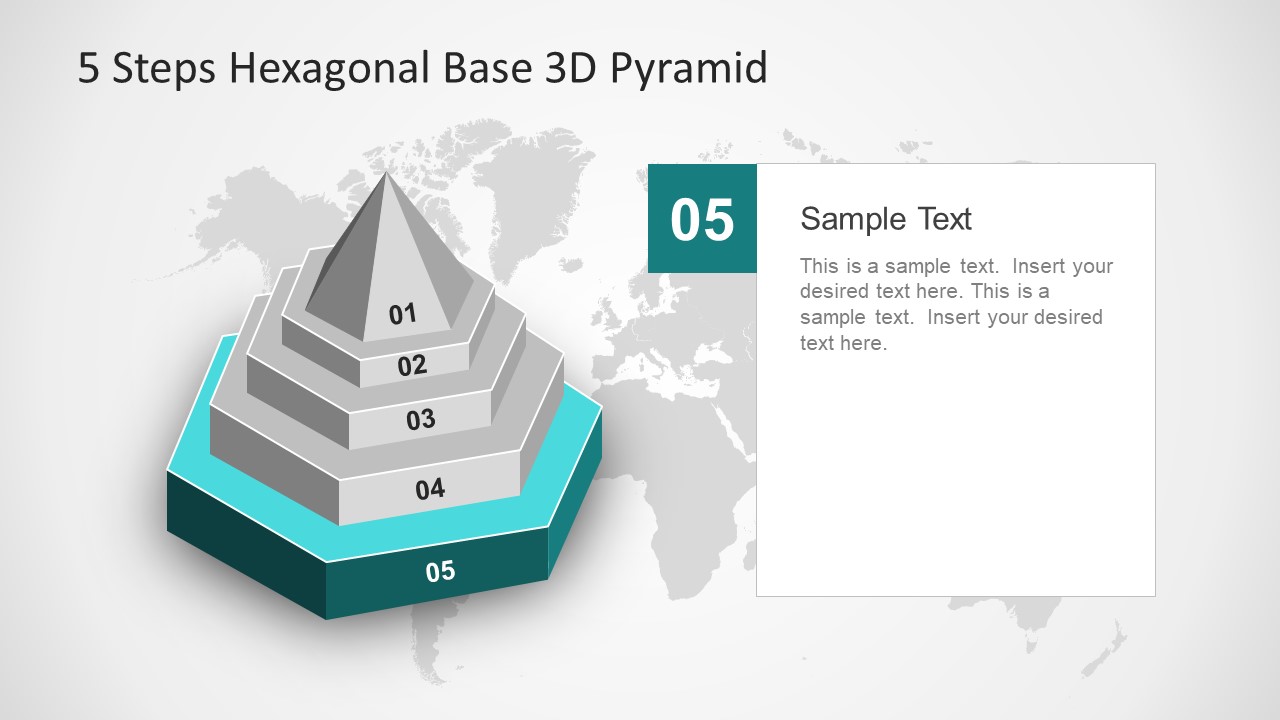 5 Steps Hexagonal Base 3D Pyramid - SlideModel