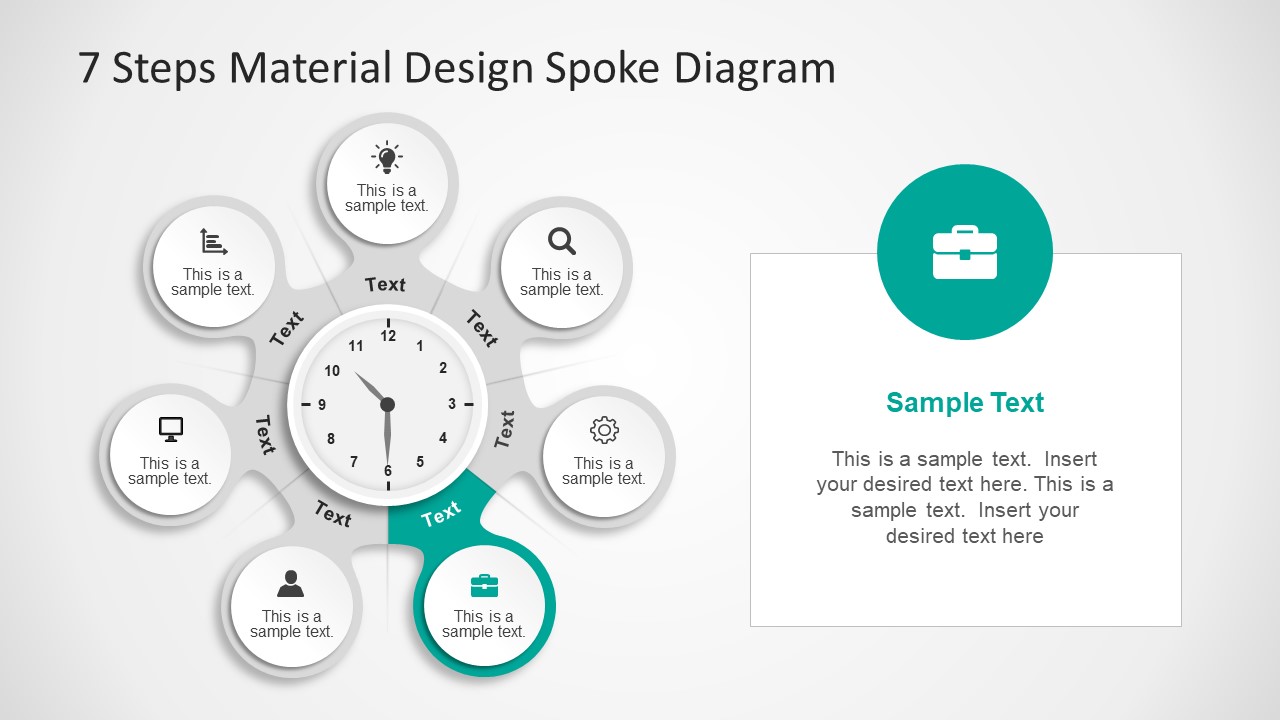 7 Steps Material Design Spoke Diagram PowerPoint Template - SlideModel