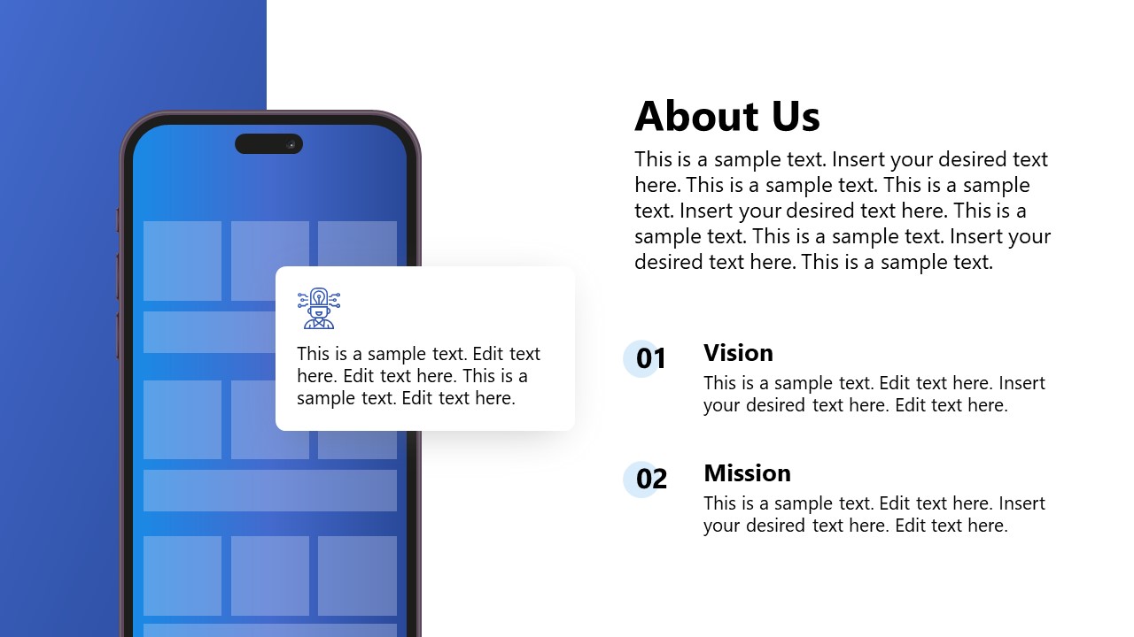 About Us Slide for Tech Company with Mobile Inforgaphic - SlideModel