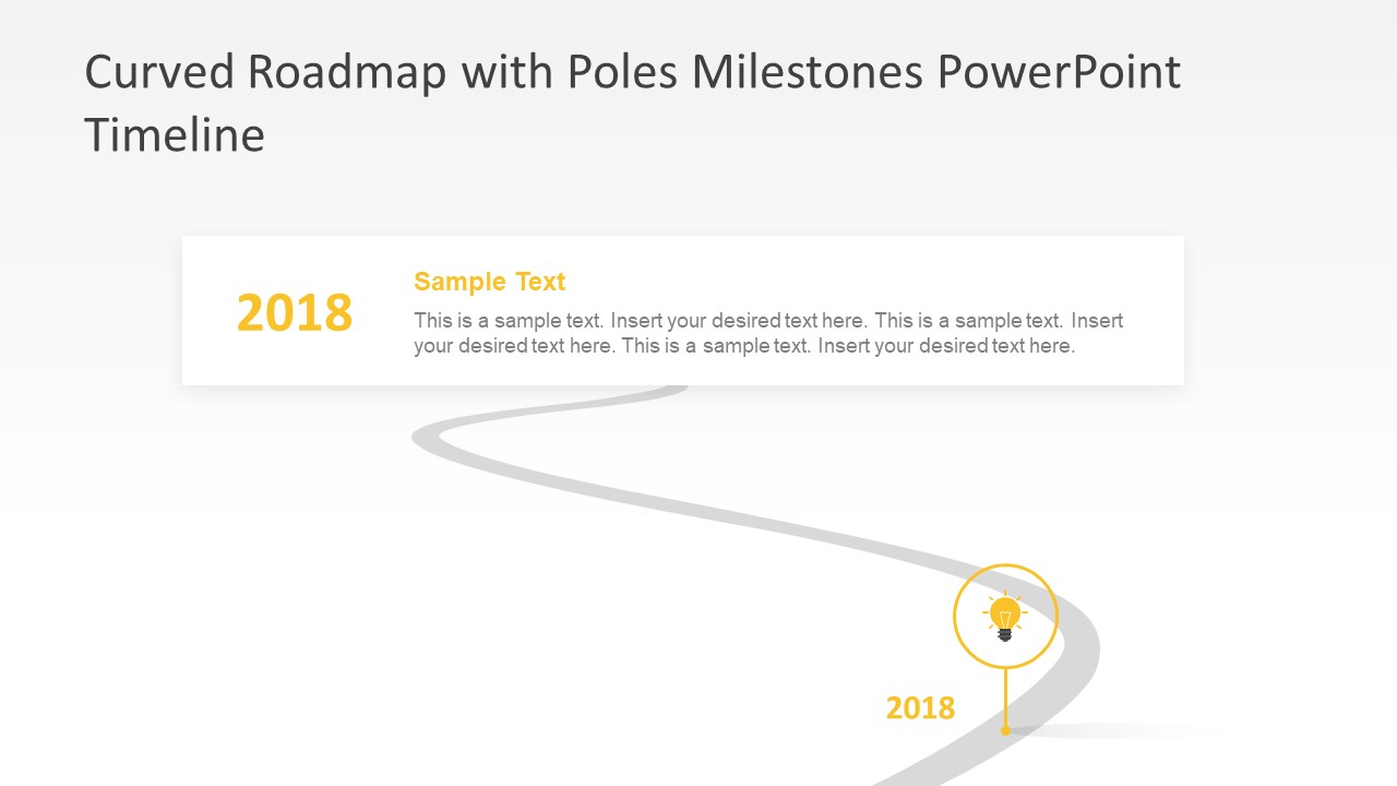 Curved Roadmap with Poles Milestones PowerPoint Timeline - SlideModel