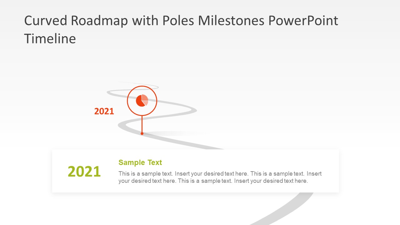 Curved Roadmap with Poles Milestones PowerPoint Timeline - SlideModel