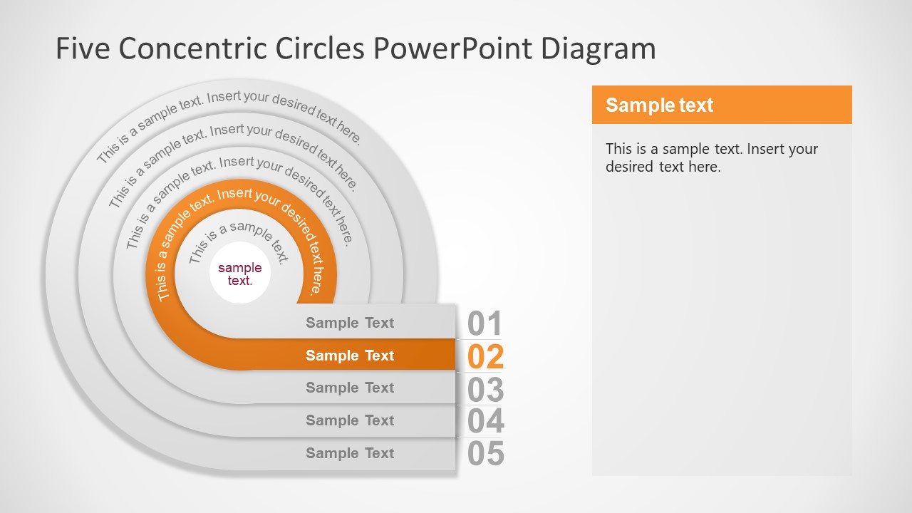 Five Concentric Circles PowerPoint Diagram Template