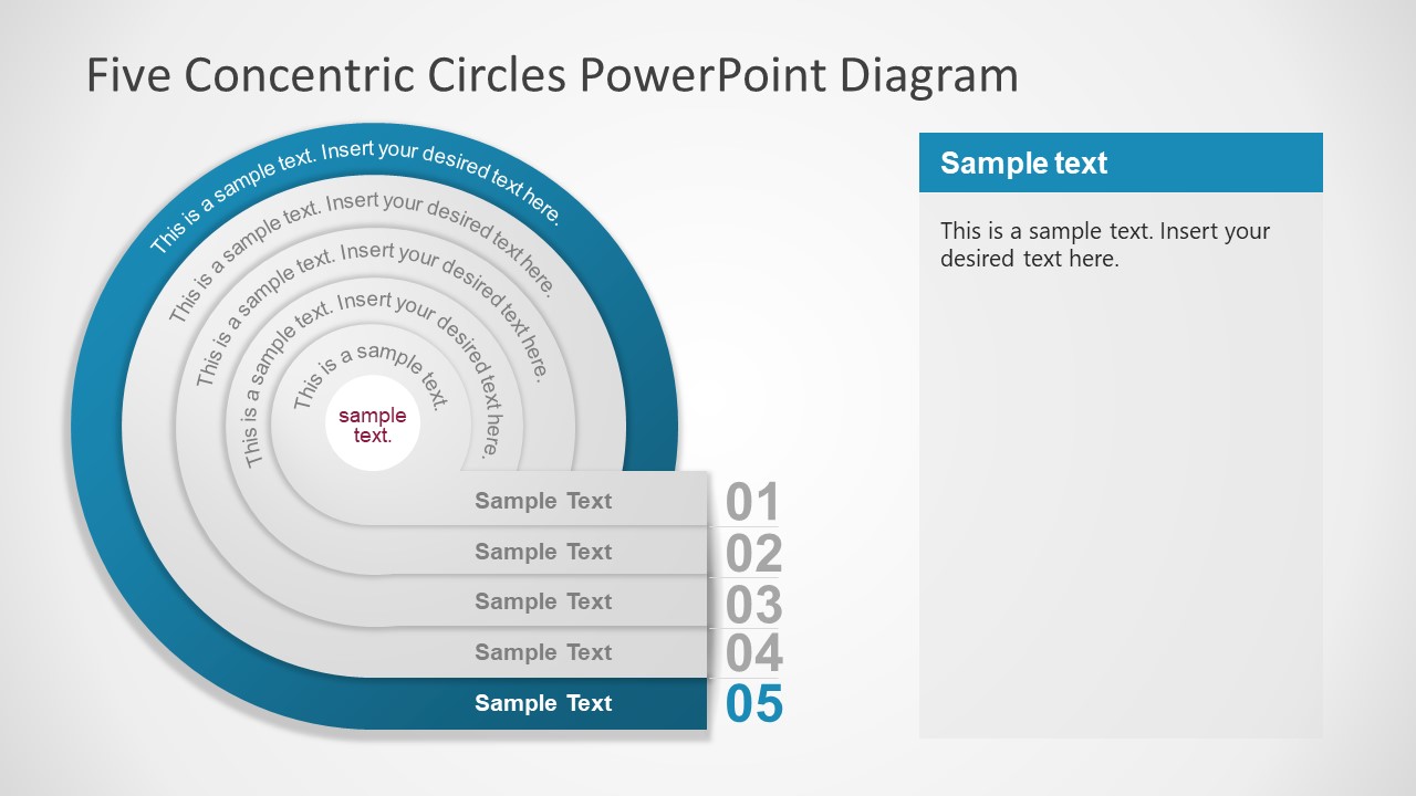 Five Concentric Circles PowerPoint Diagram Template