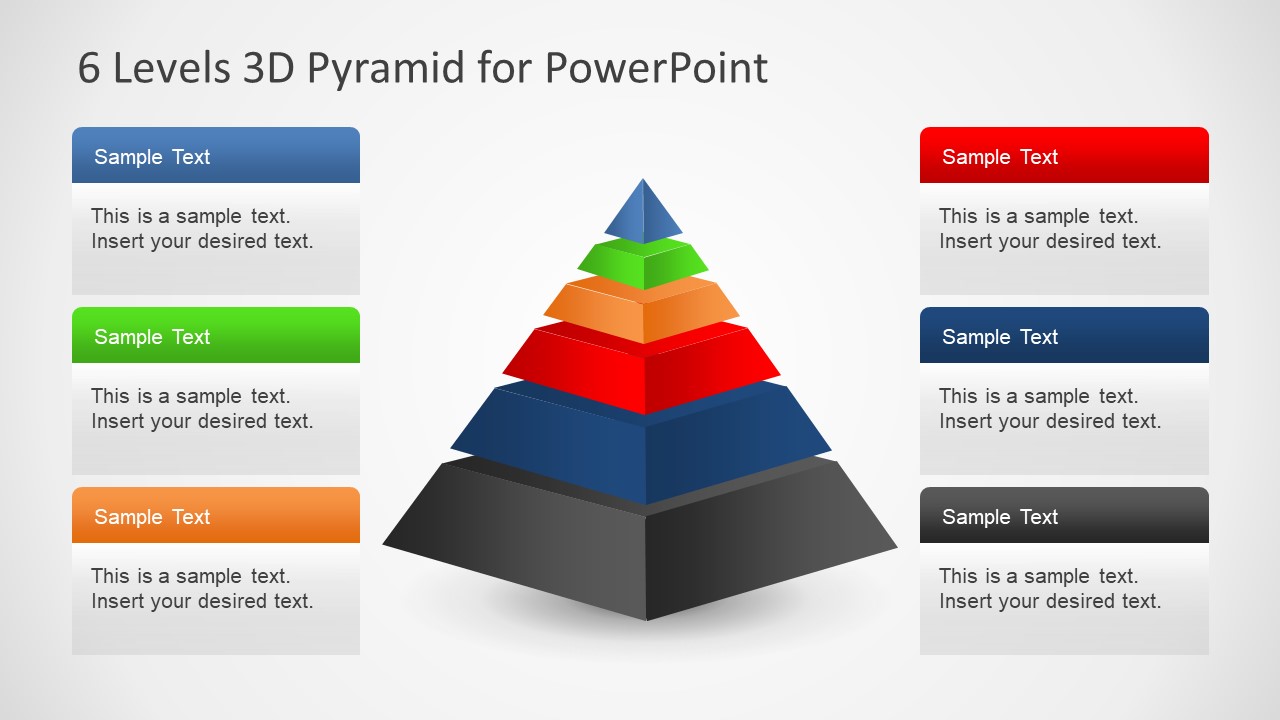 6 Levels 3D Pyramid Template For PowerPoint SlideModel