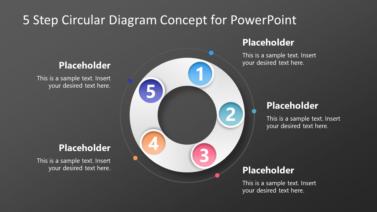 Circular Arrows 5 Steps Powerpoint Diagram Slidemodel
