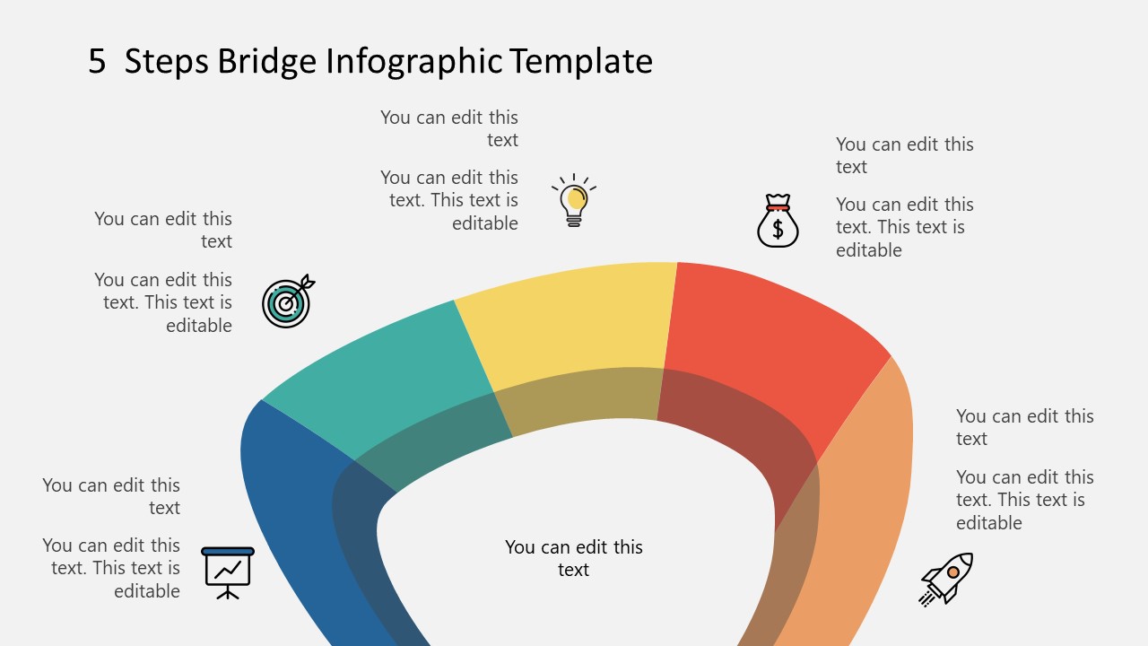 5 Steps Bridge Shaped Infographic PowerPoint - SlideModel