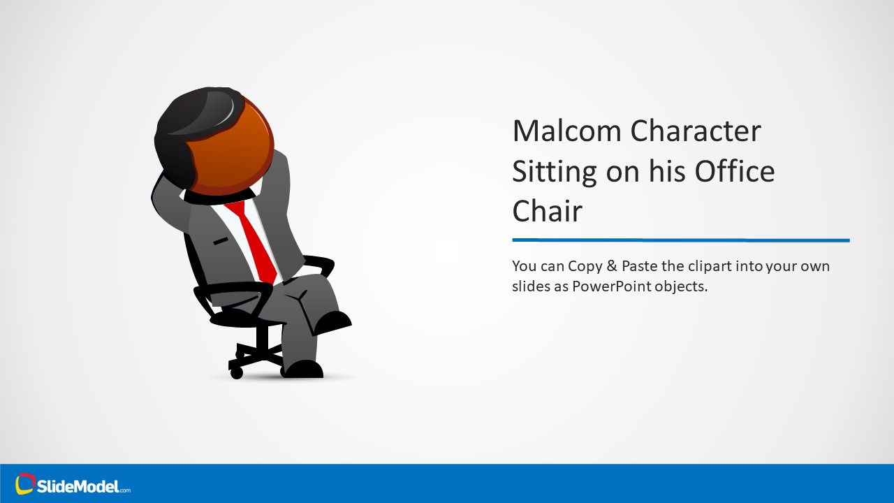 Cartoon Character Malcom Sitting In Office Chair - SlideModel