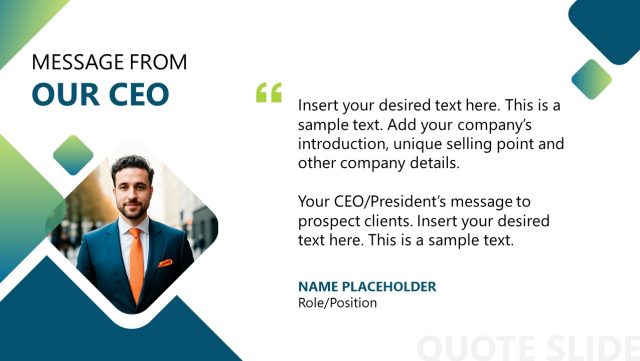 CEO Message Slide - Professional Company Profile Template - SlideModel