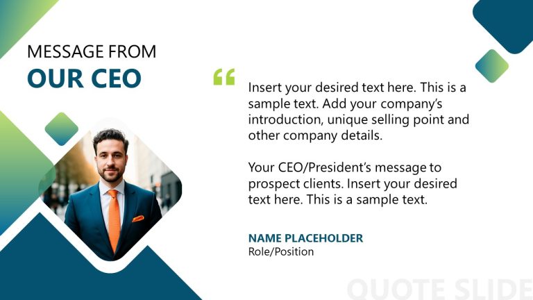 CEO Message Slide - Professional Company Profile Template - SlideModel