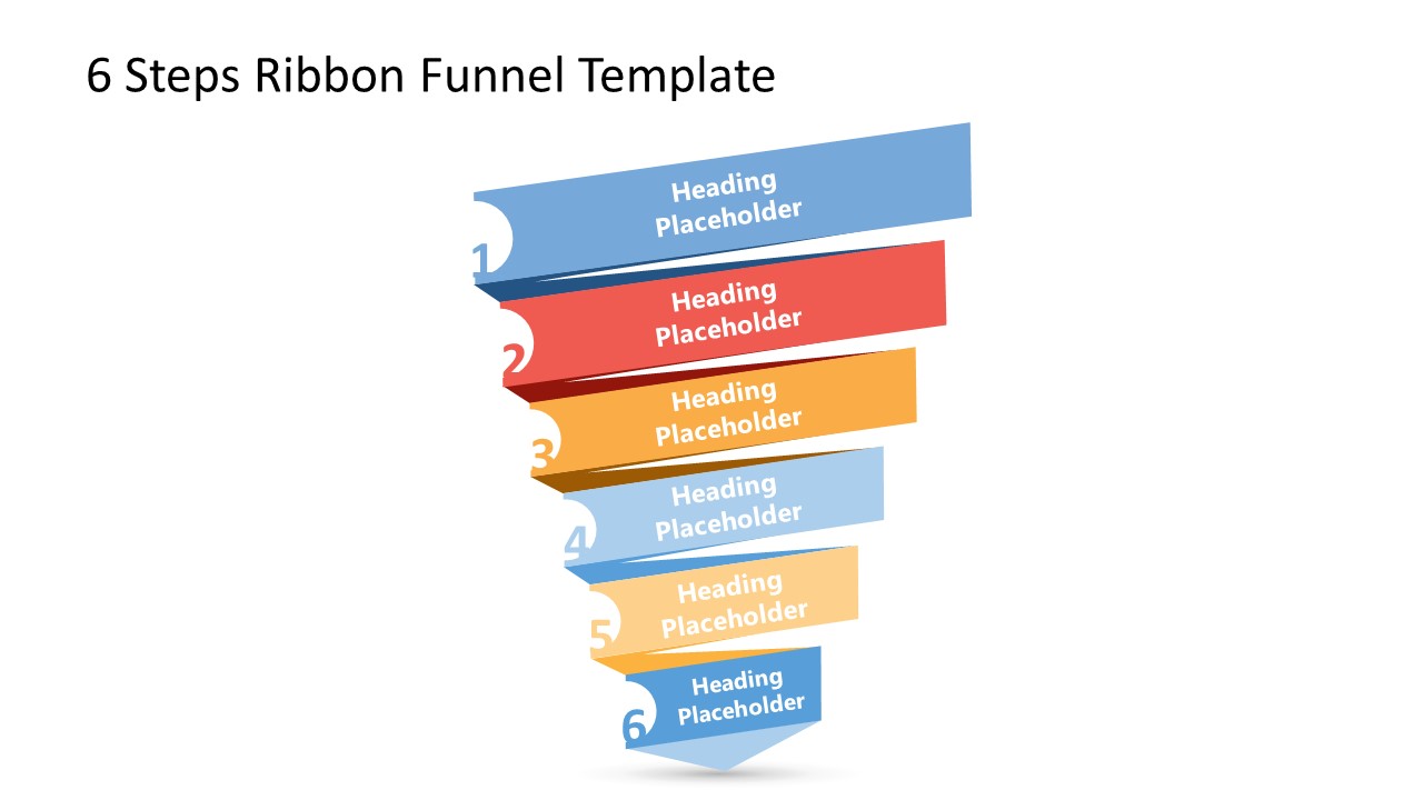 6 Steps Ribbons Funnel Diagrams - SlideModel