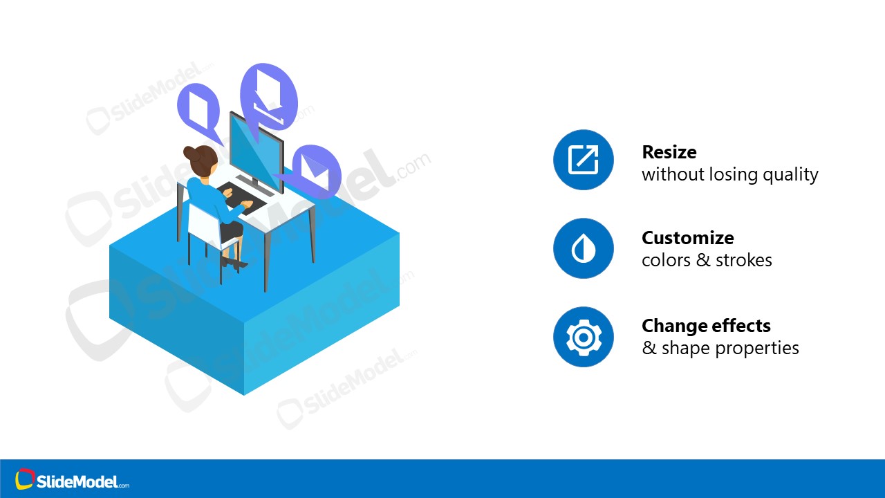 3D Isometric Template for Woman Working - SlideModel