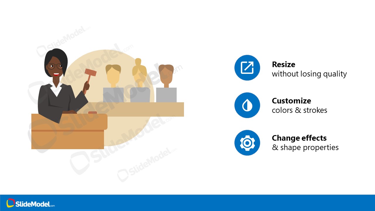 Judge and Jury Scene Illustration for Presentations - SlideModel