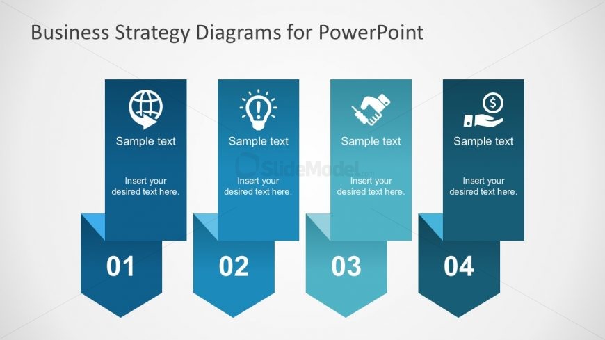 4-Steps Folded Arrow with 4 Steps Diagrams - SlideModel 4-Steps Folded Arrow with 4 Steps Diagrams - SlideModel