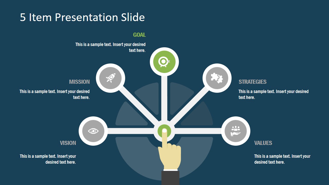 PPT 5 Steps Semi Circle Diagram SlideModel