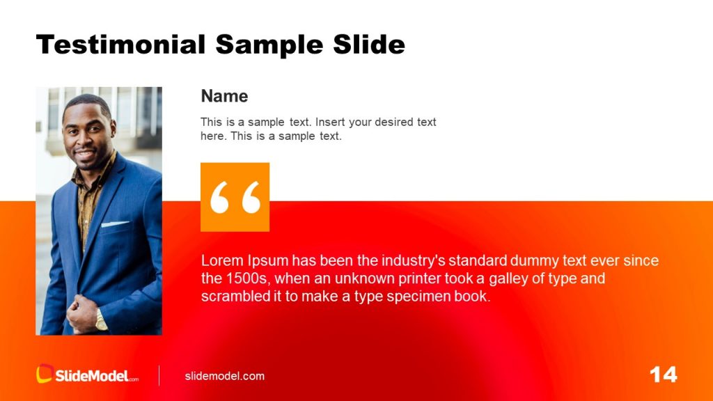 Testimonial Presentation Slide - Sunset Gradient Background - SlideModel
