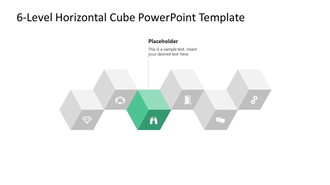 Free 6-Level Horizontal Cube Infographic Slide Template