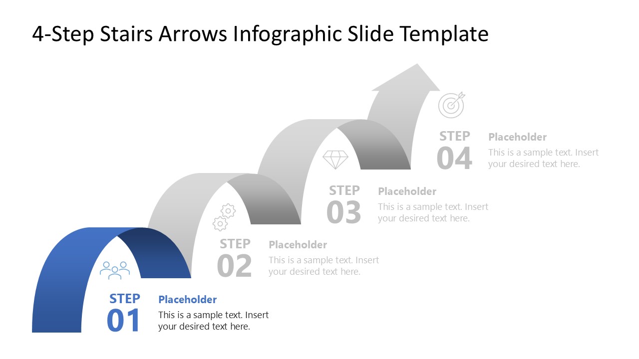 Free 4-Step Stairs Arrows Infographic PowerPoint Template
